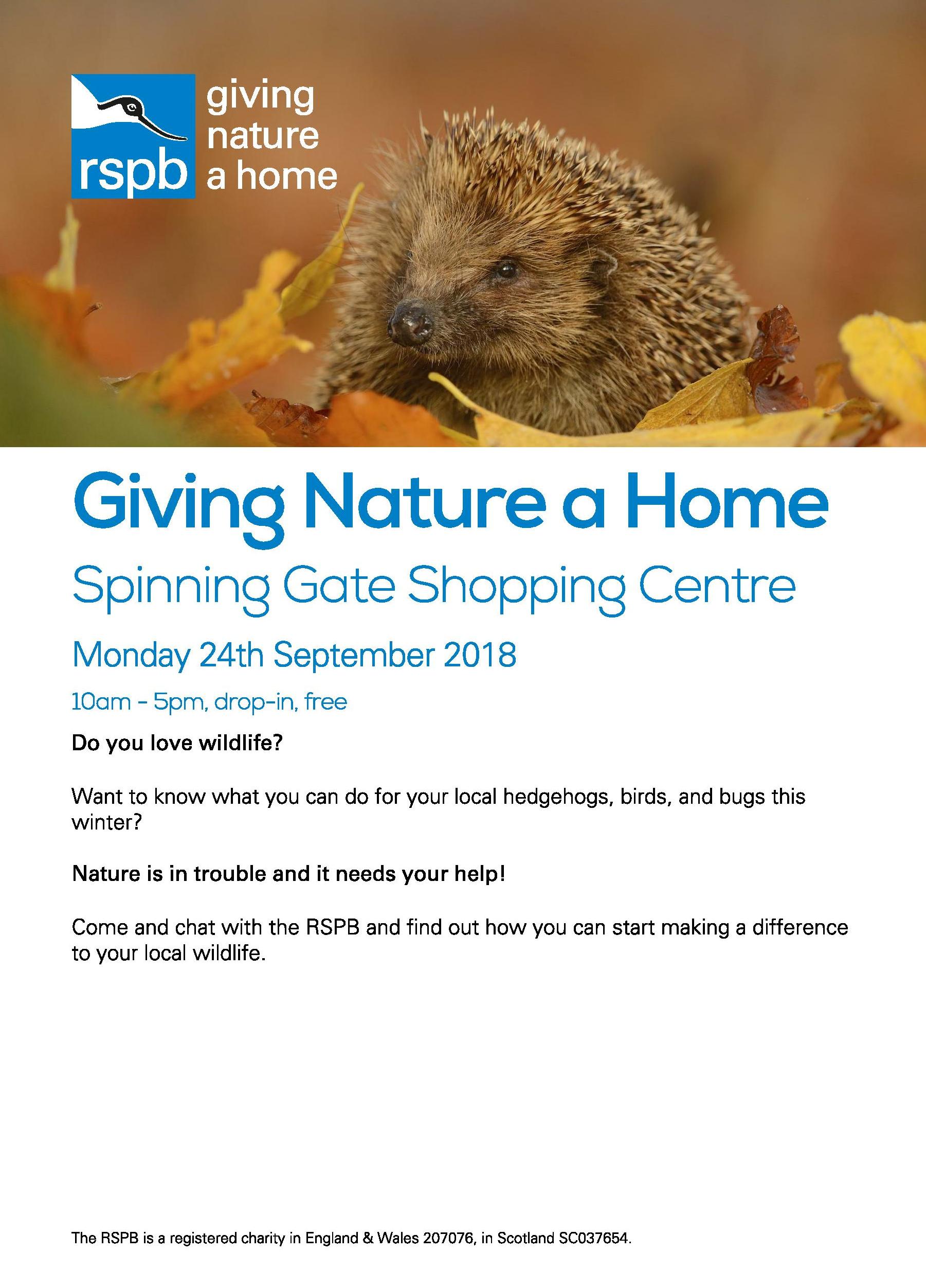 RSPB Giving Nature a Home Information Event | Spinning Gate Shopping Centre