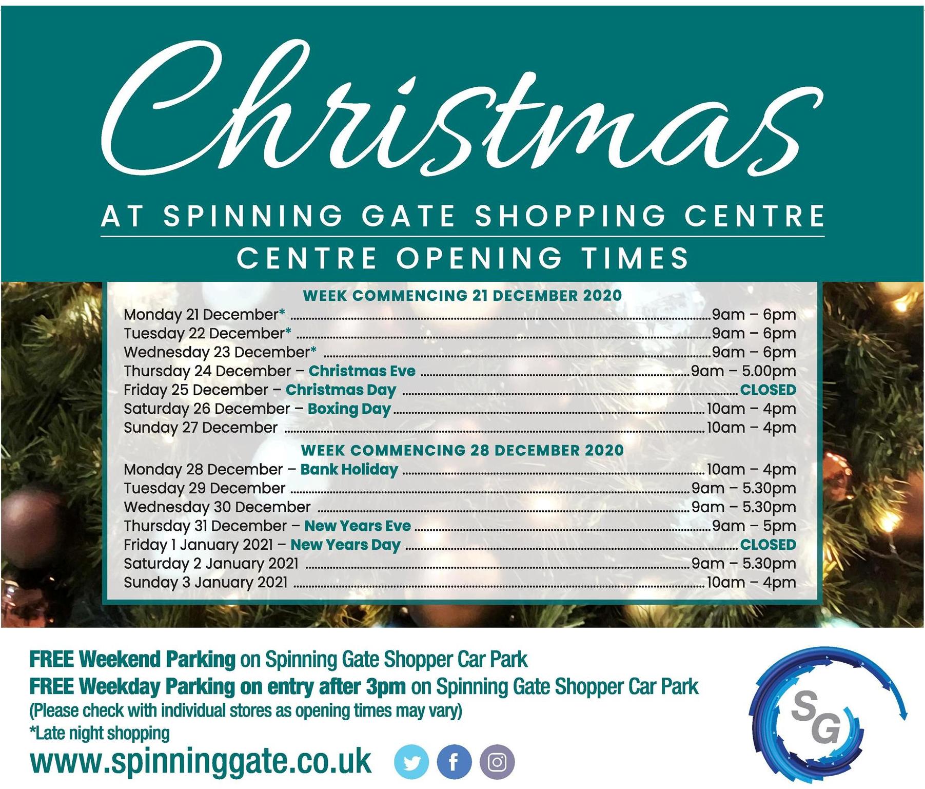 Spinning Gate Shopping Centre – Christmas Opening Hours | Spinning Gate ...